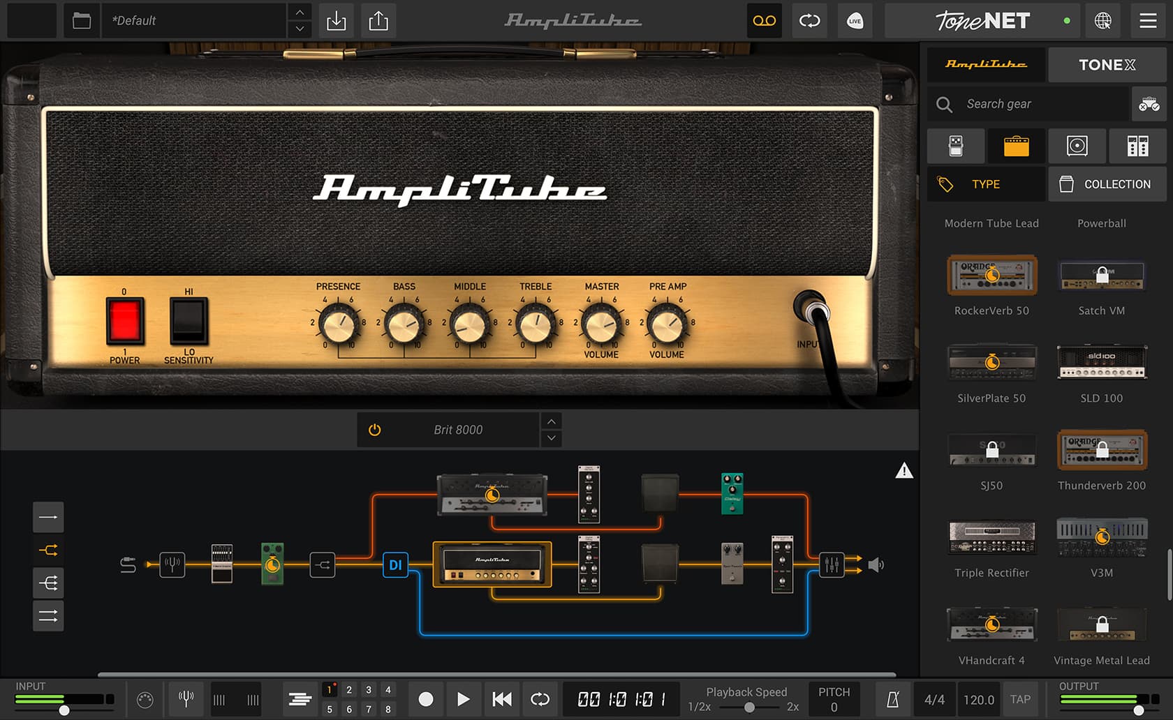 AmpliTube 5 amp simulation and guitar gear modeling software