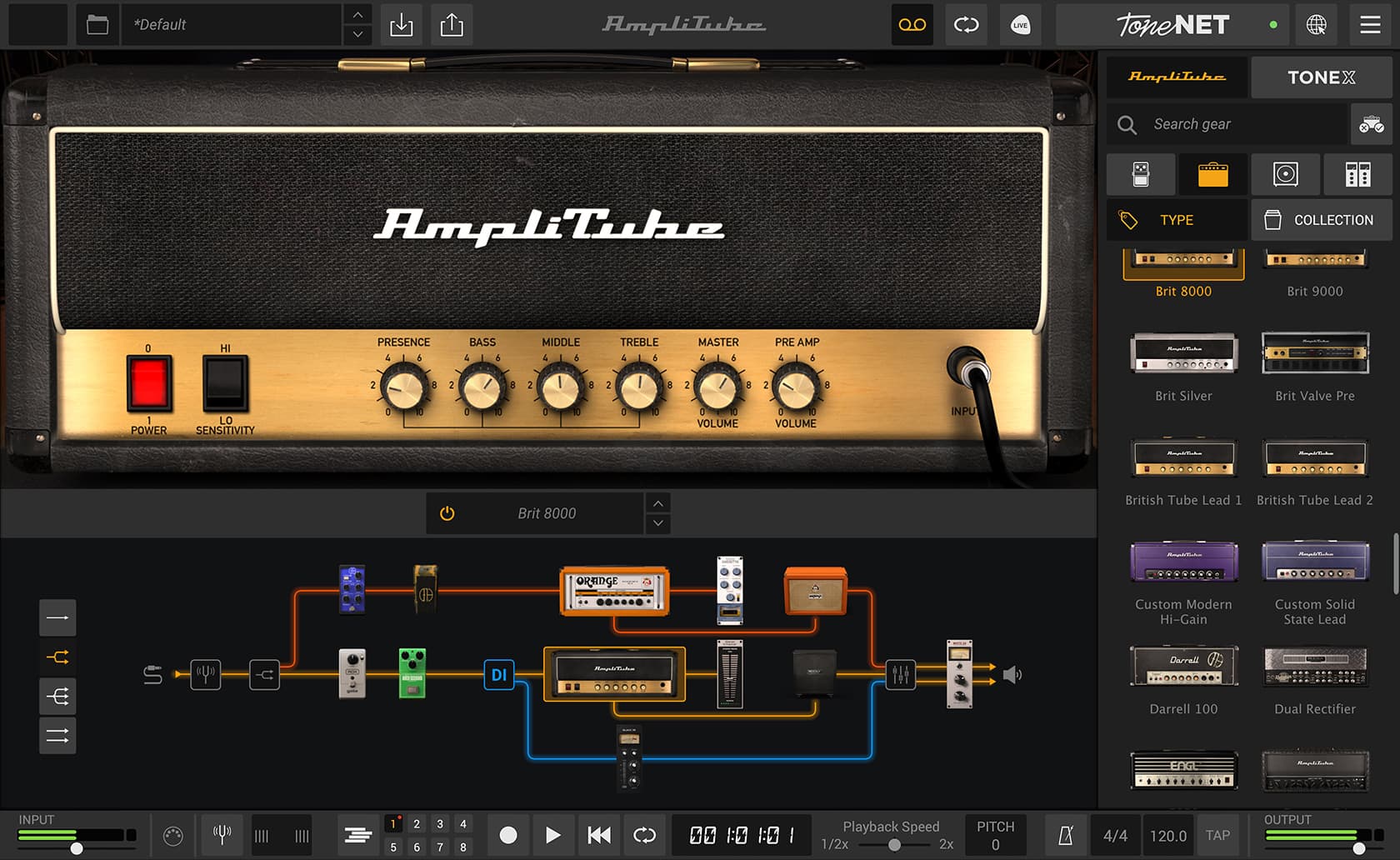 AmpliTube 5 amp simulation and guitar gear modeling software