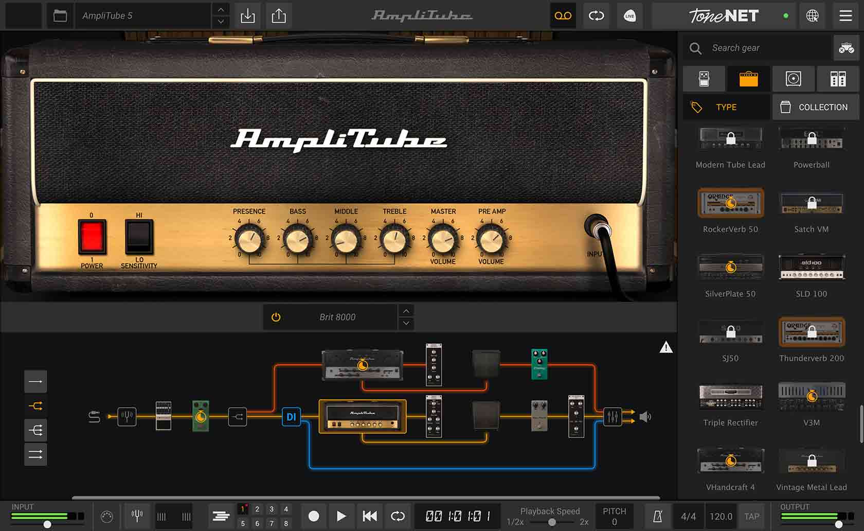AmpliTube 5 amp simulation and guitar gear modeling software