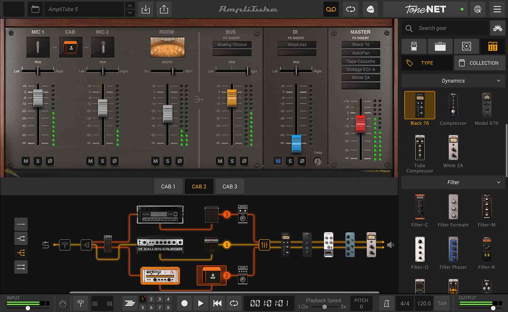 AmpliTube 5 amp simulation and guitar gear modeling software