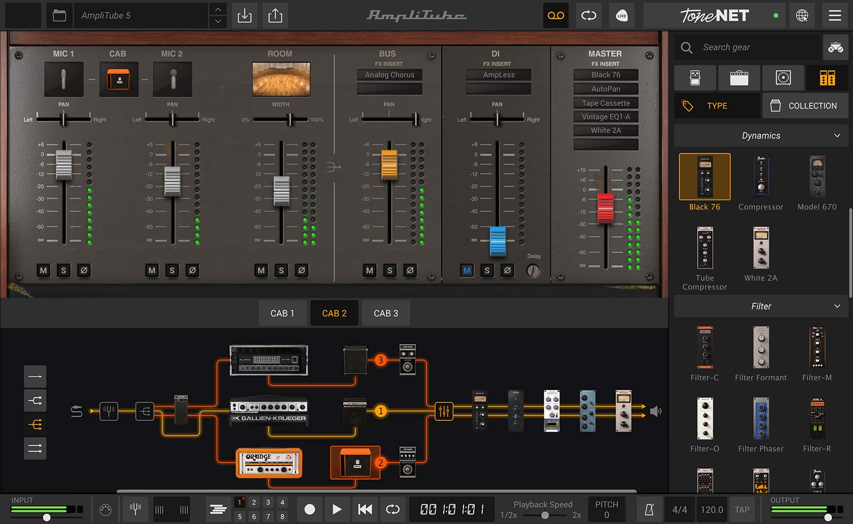 AmpliTube 5 amp simulation and guitar gear modeling software
