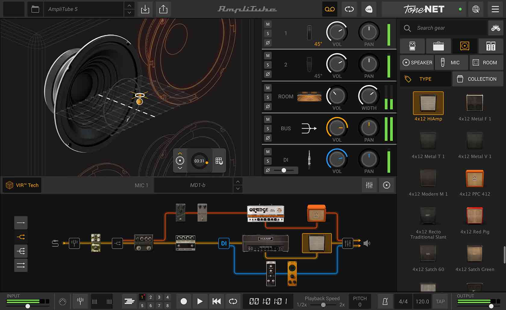 AmpliTube 5 amp simulation and guitar gear modeling software